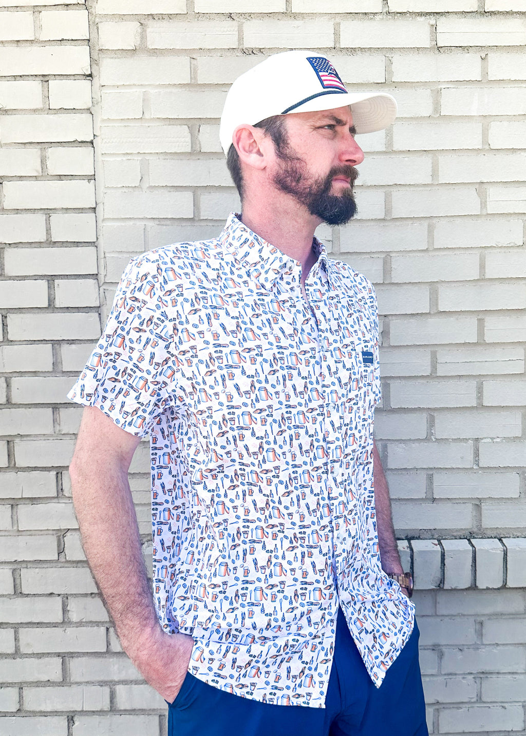 Men's Crawfish Boil Performance Button Up – H2G Boutique